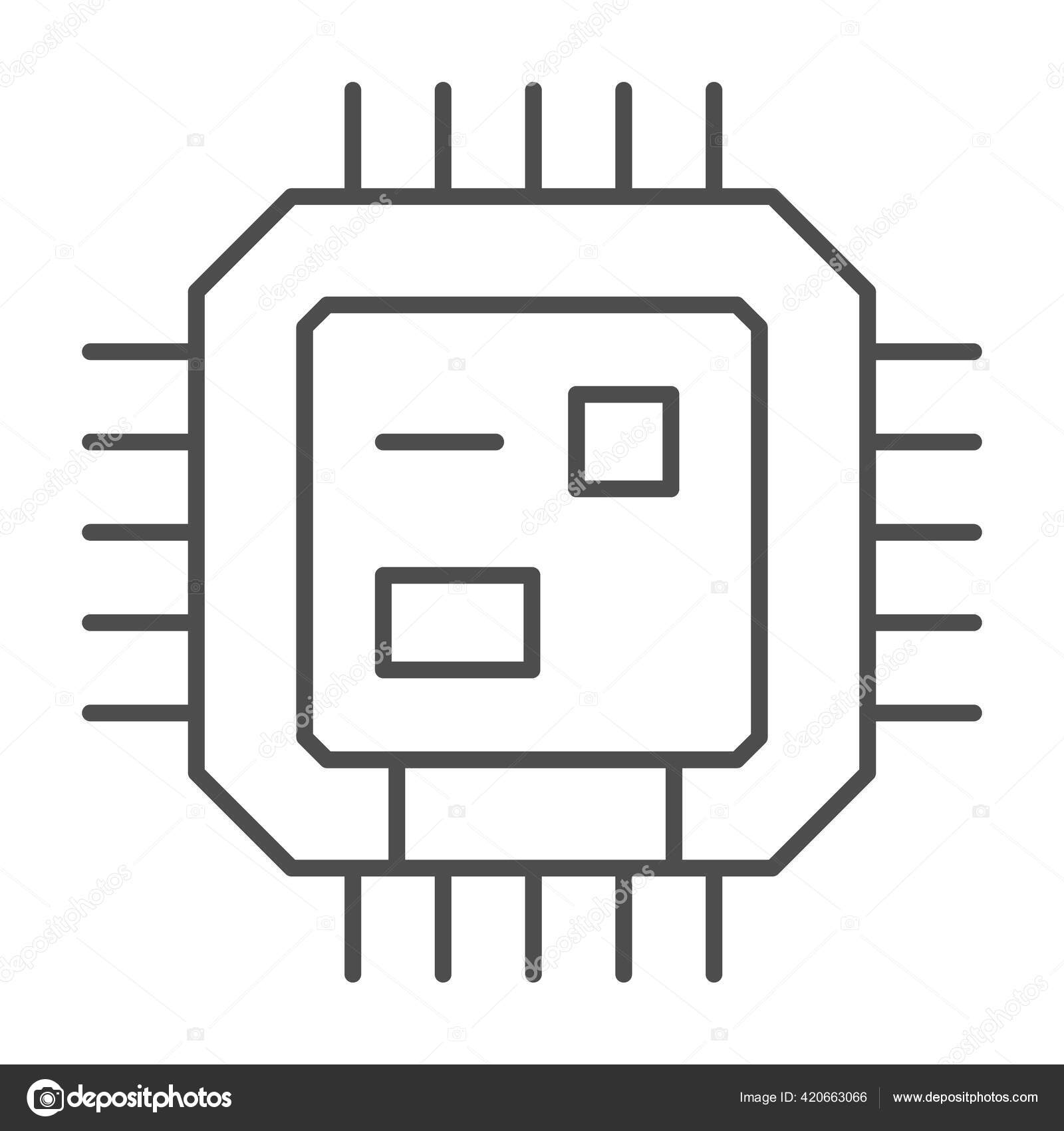 Central processing unit thin line icon, Robotization concept, CPU sign ...