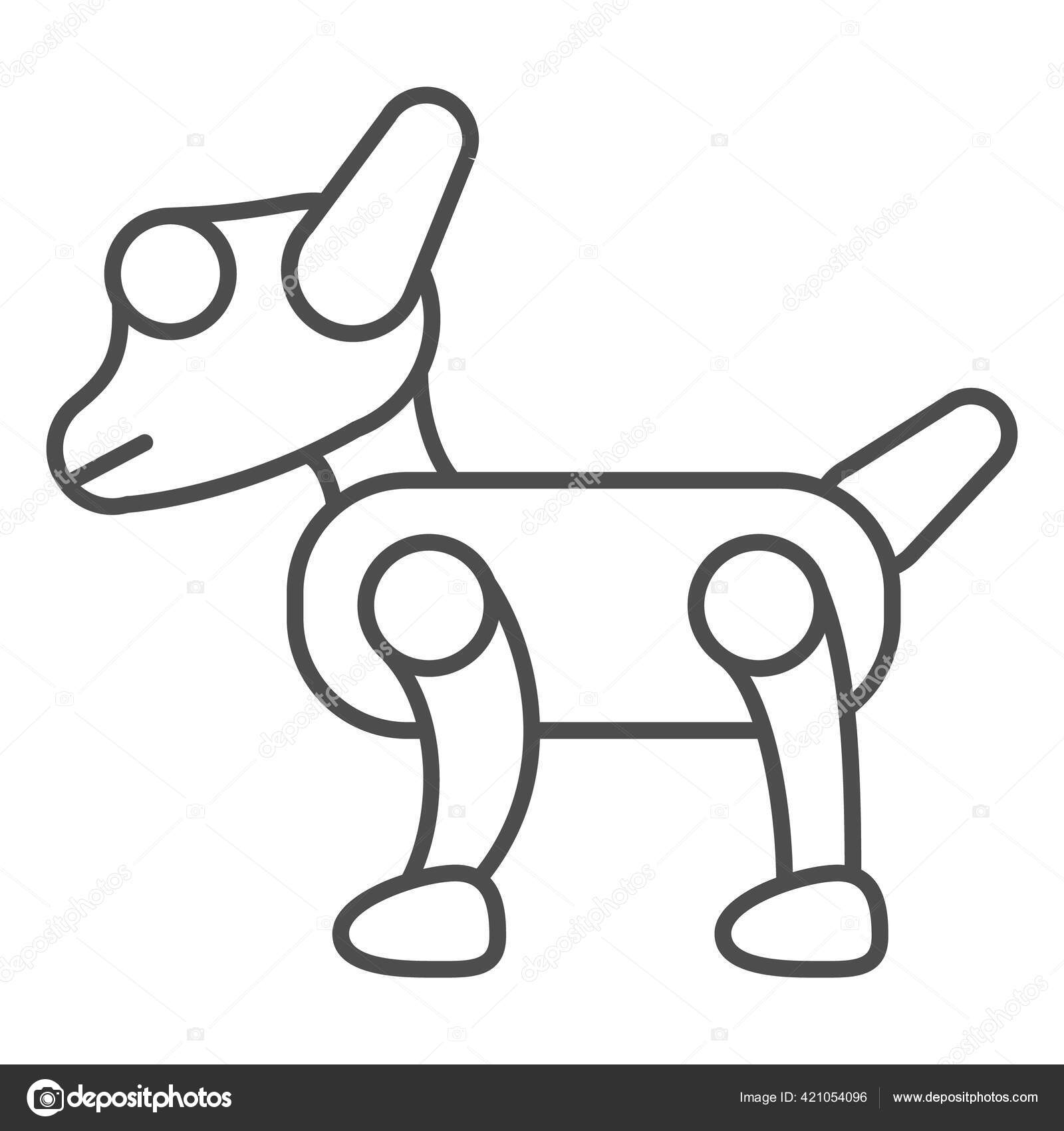 Robot mecánico perro línea delgada icono, concepto de robotización, signo de amigo mascota ...