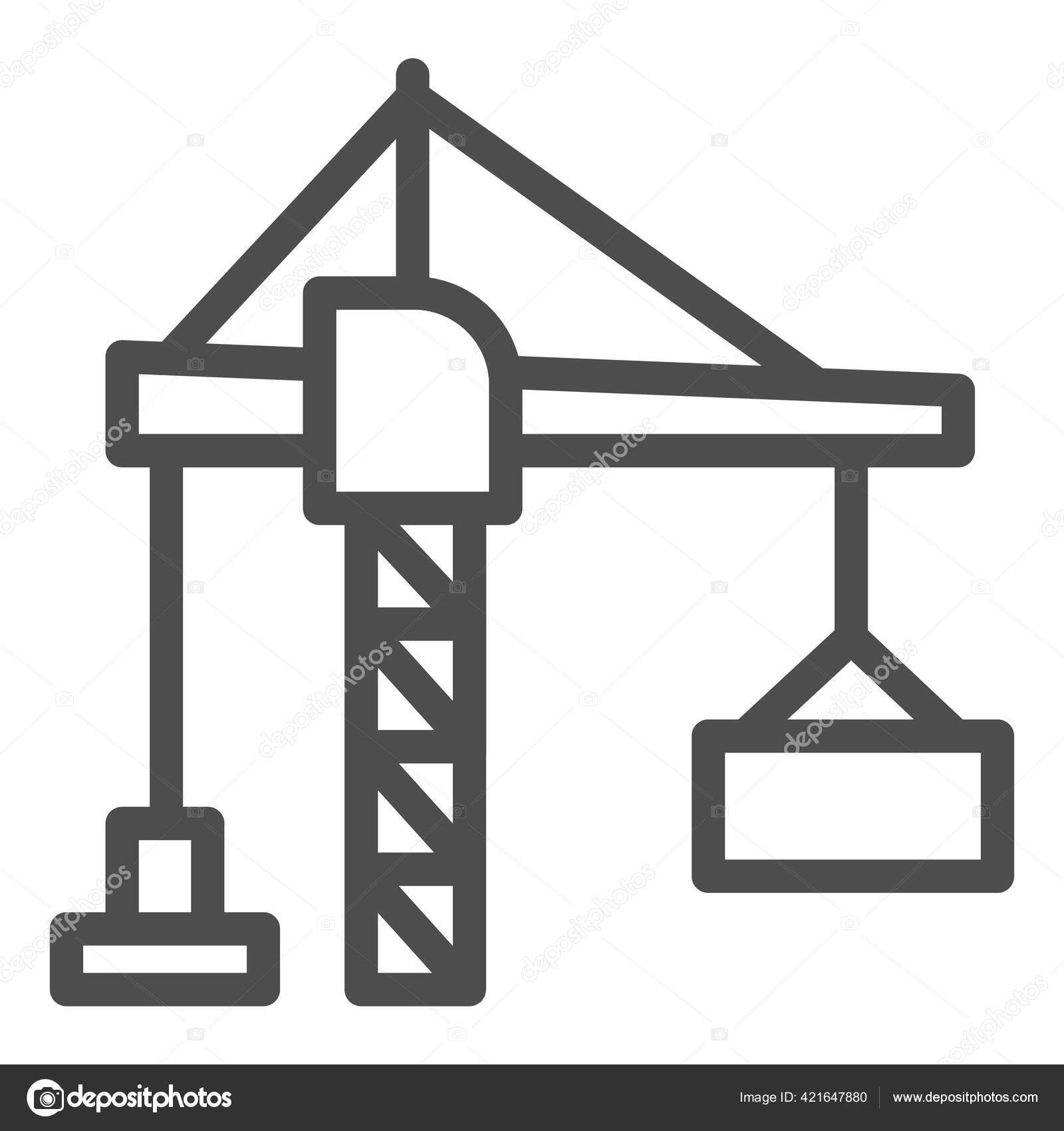 Construction crane with a container line icon, hoisting machines ...