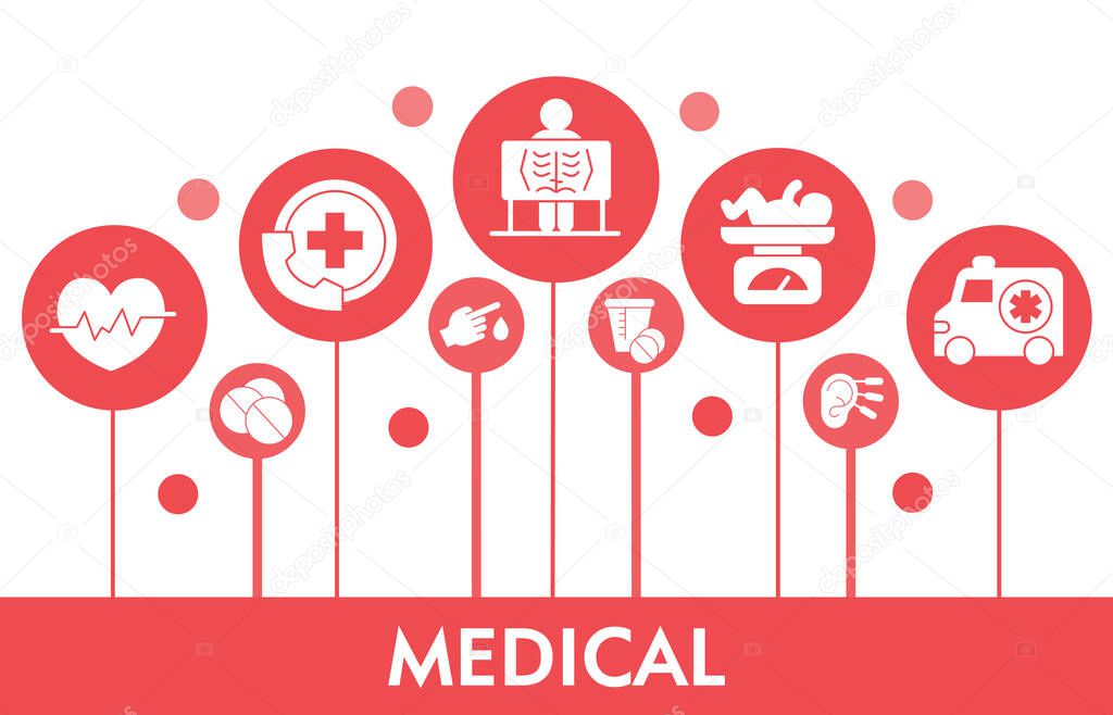 Plantilla de diseño de Infografía Médica Moderna con iconos. Salud y ...