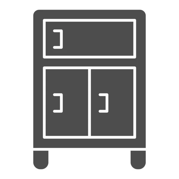 Bedside table on legs line and solid icon, Furniture concept, Wooden night table sign on white ...