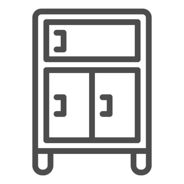 Bedside table line icon. Company achieve cabinets for documents and files outline style ...