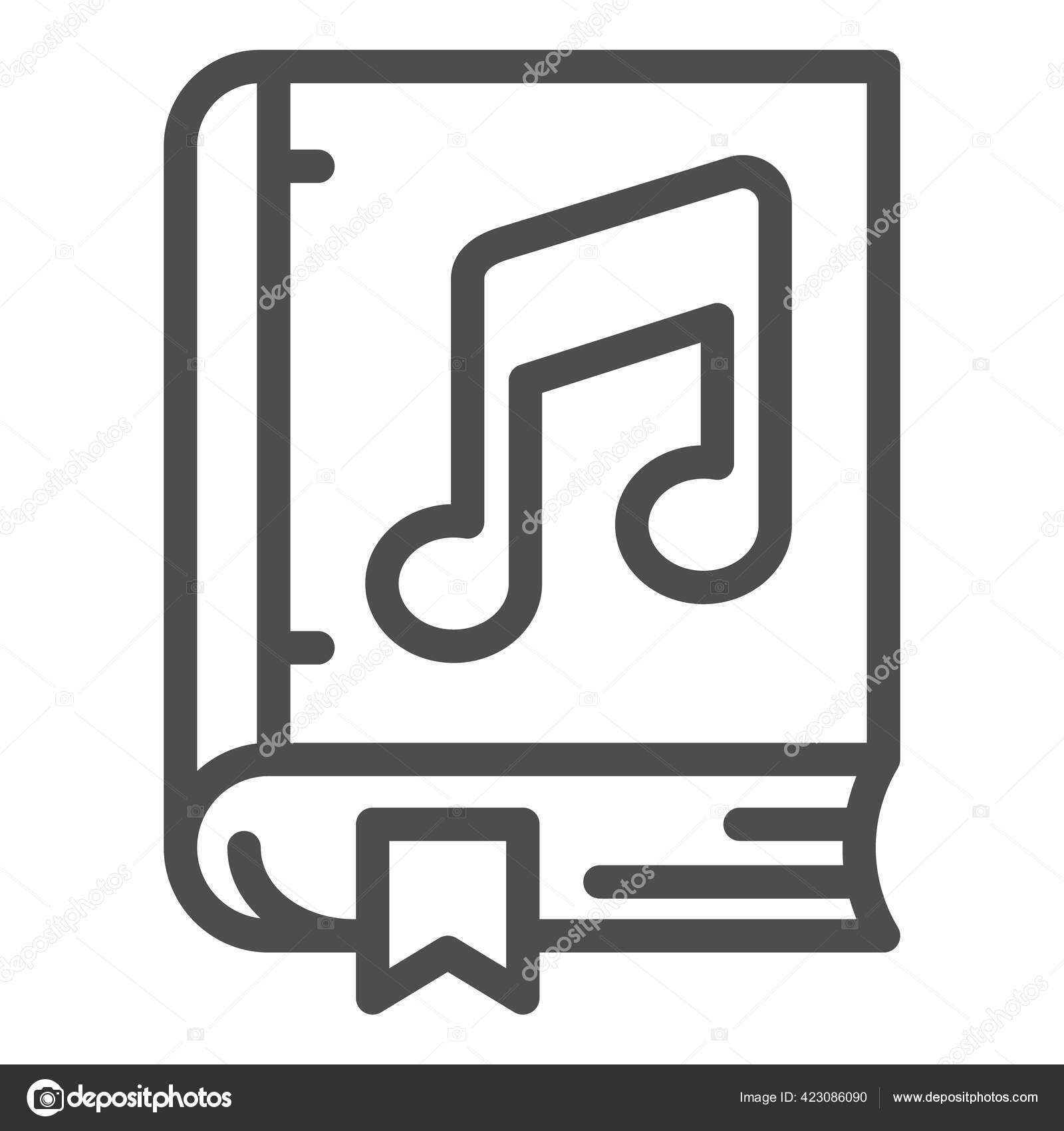 Book with music note line icon, Sound design concept, musical literacy ...