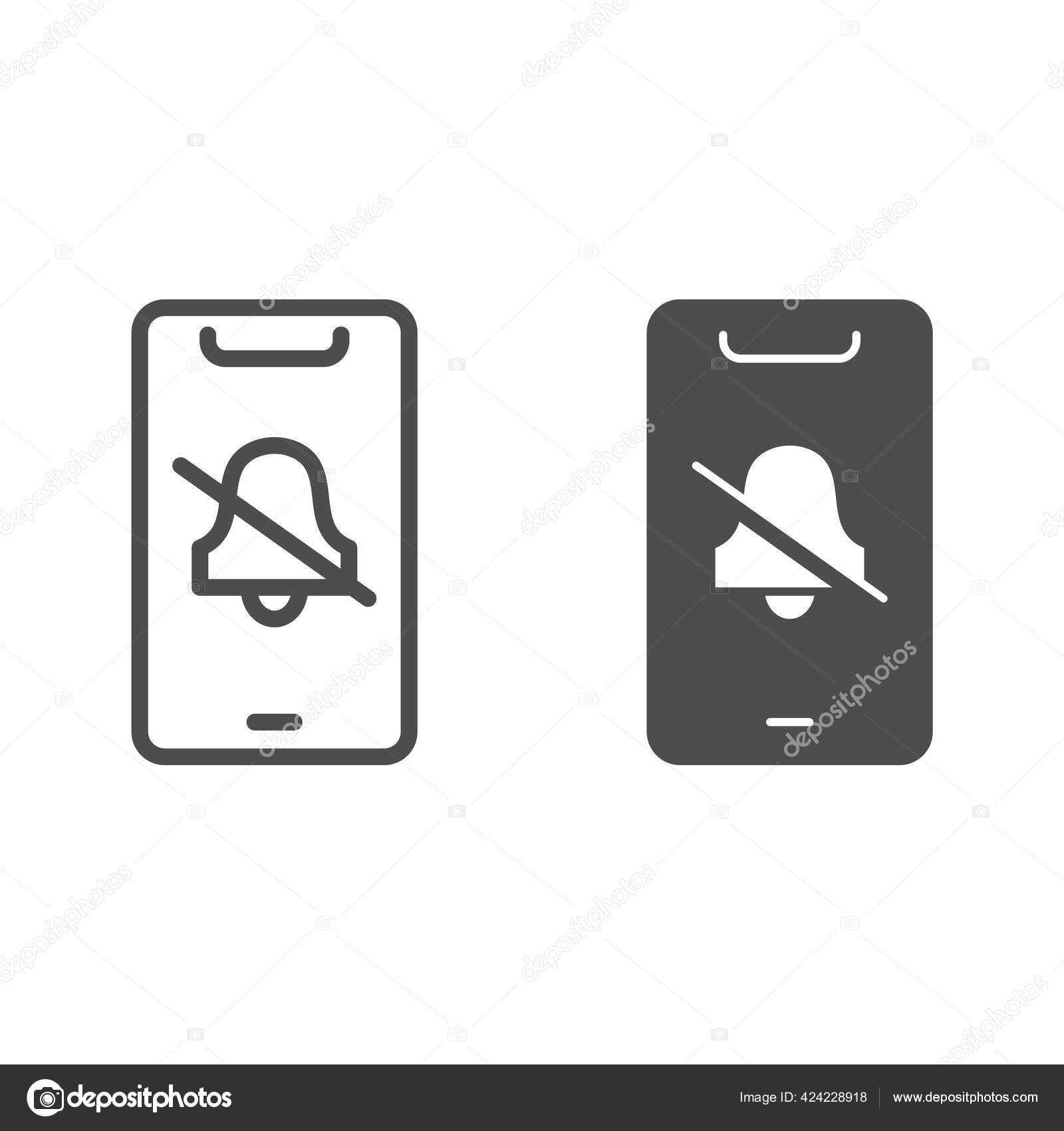 Silent mode on smartphone line and solid icon, smartphone review ...