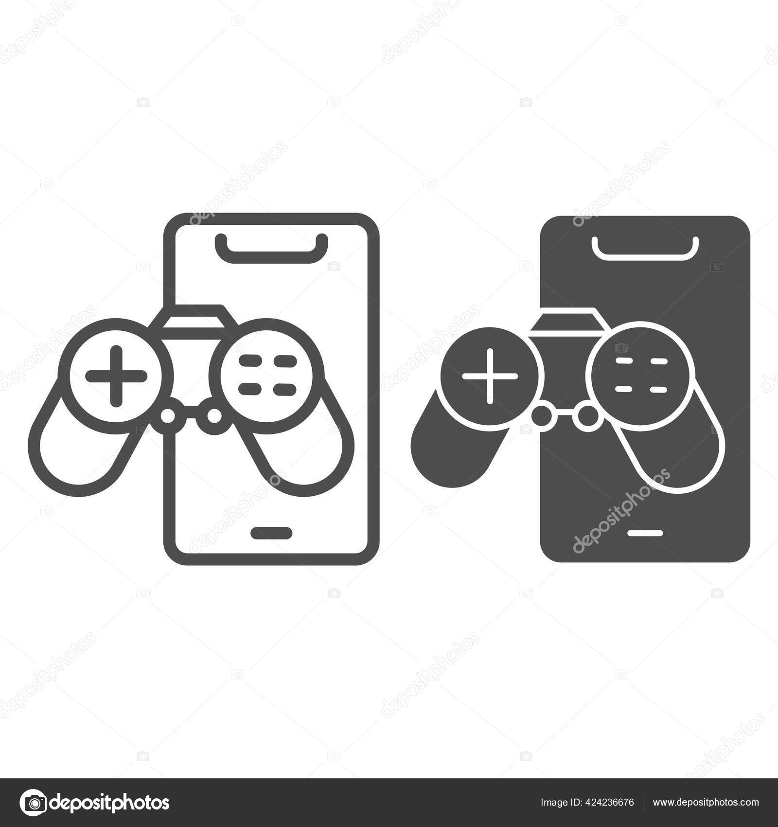 Smartphone with joystick line and solid icon, smartphone review concept ...