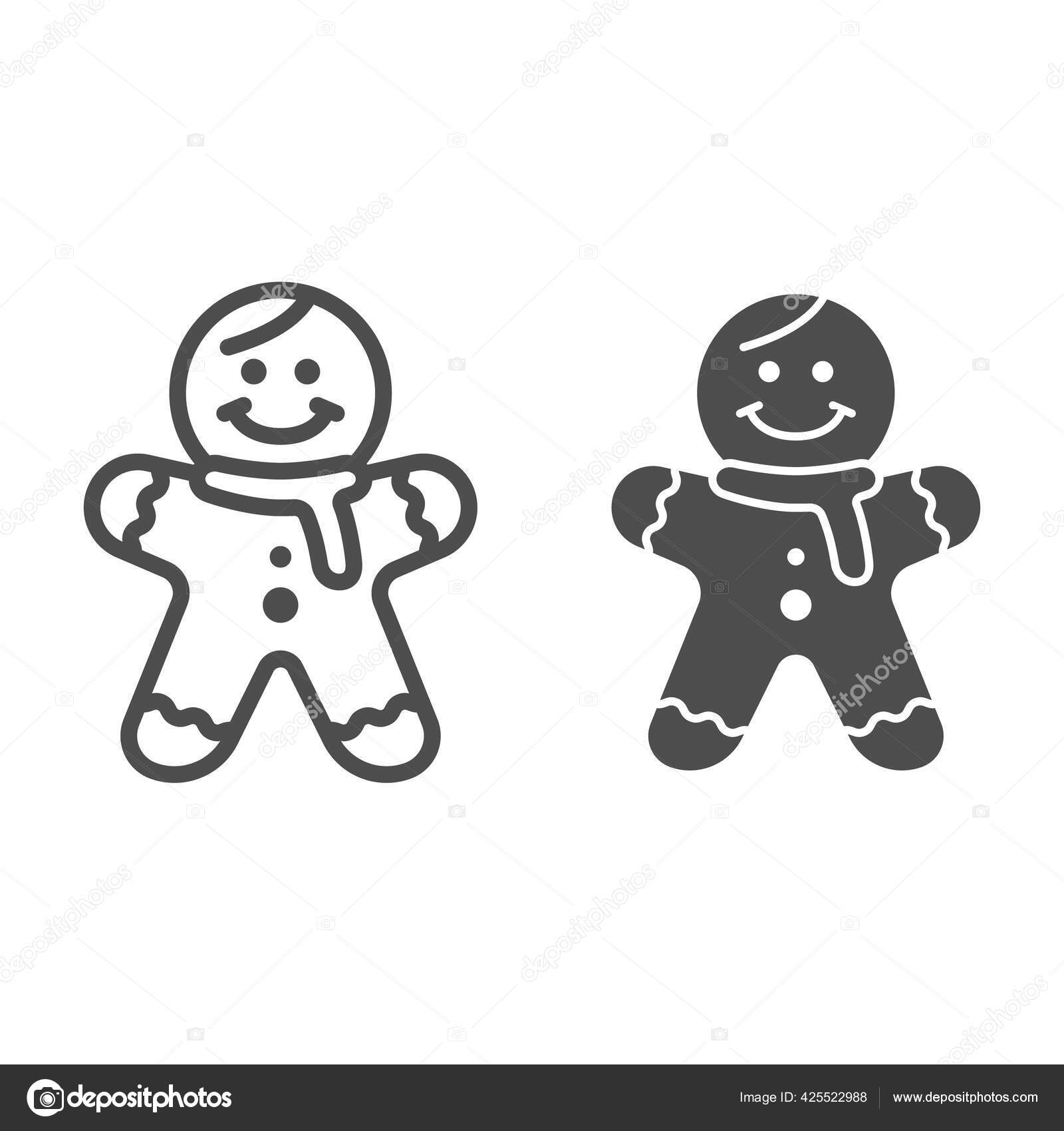 Gingerbread Man line and solid icon, New Year concept, Holiday cookie ...