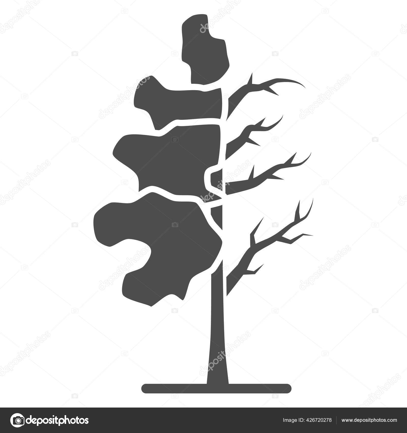 Tree half full of green leaf solid icon, changes depending on ...