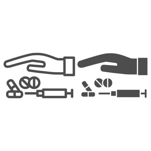 Hand over drugs thin line icon, life without addiction concept, anti ...