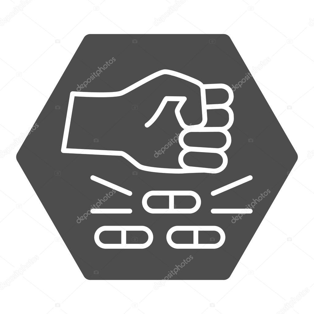 No hay píldoras icono sólido, la vida sin concepto de adicción, signo ...