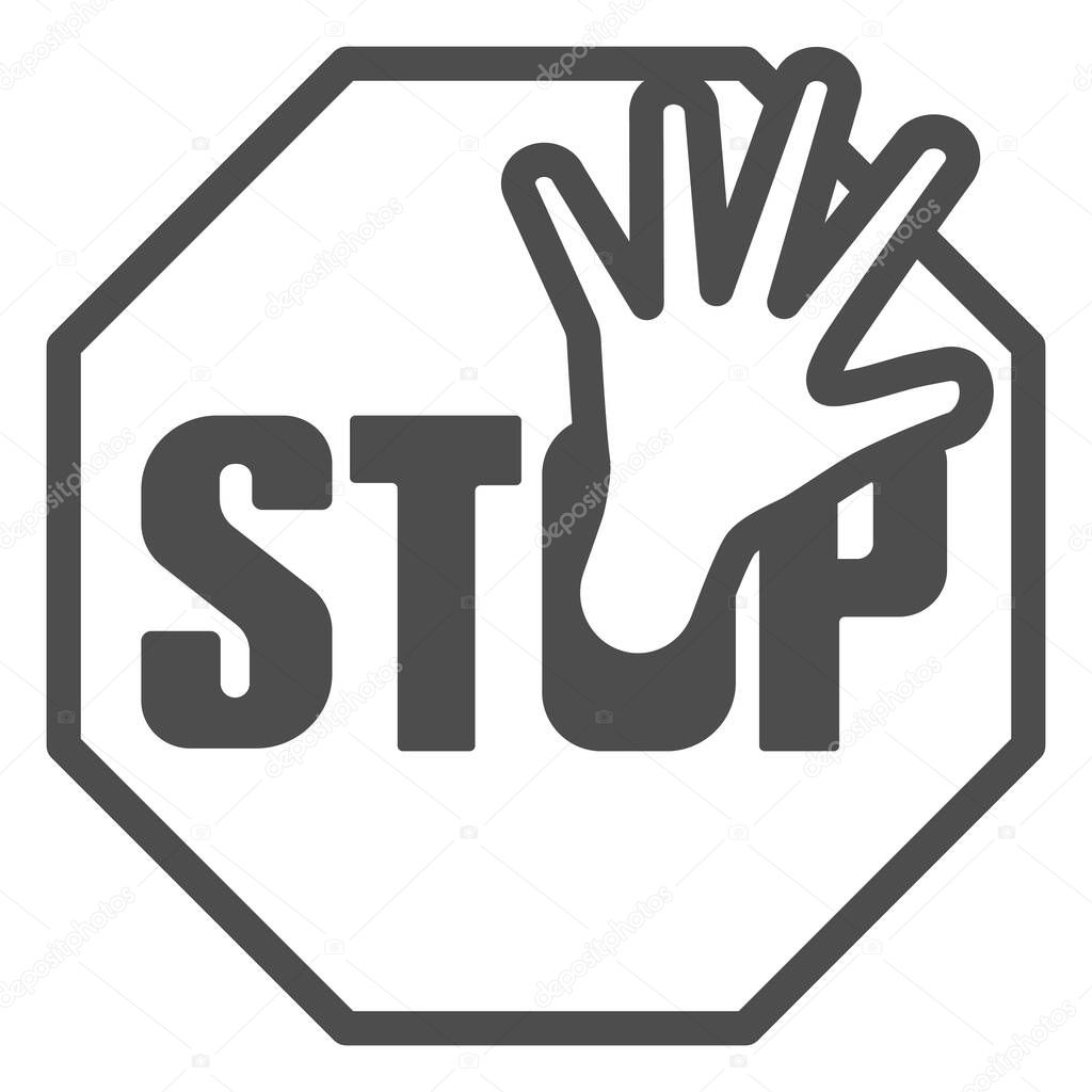 Signo de stop e icono de línea de mano, sin concepto de drogas, signo ...