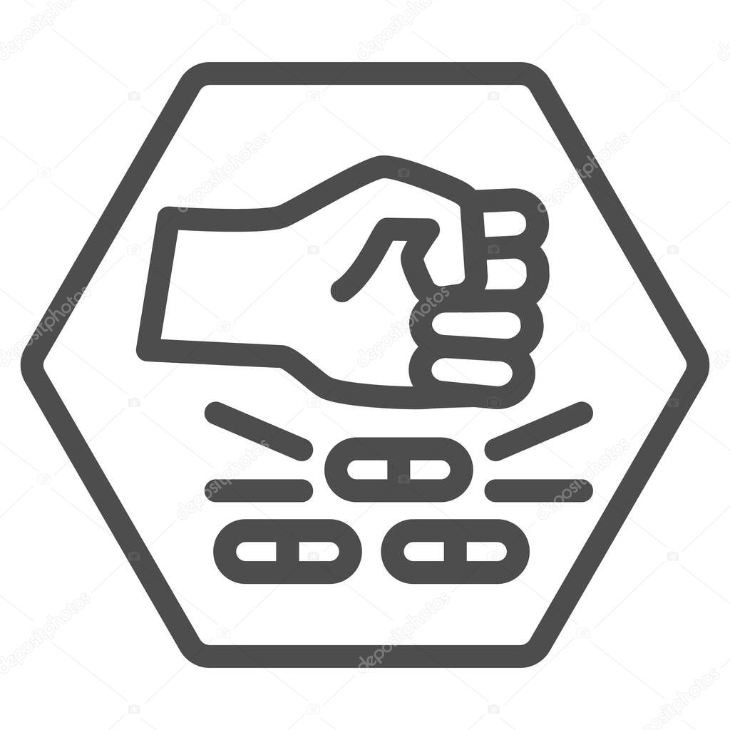 No hay píldoras icono de línea, la vida sin concepto de adicción, signo ...