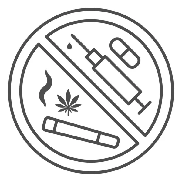 No any drugs line and solid icon, life without addiction concept, anti ...