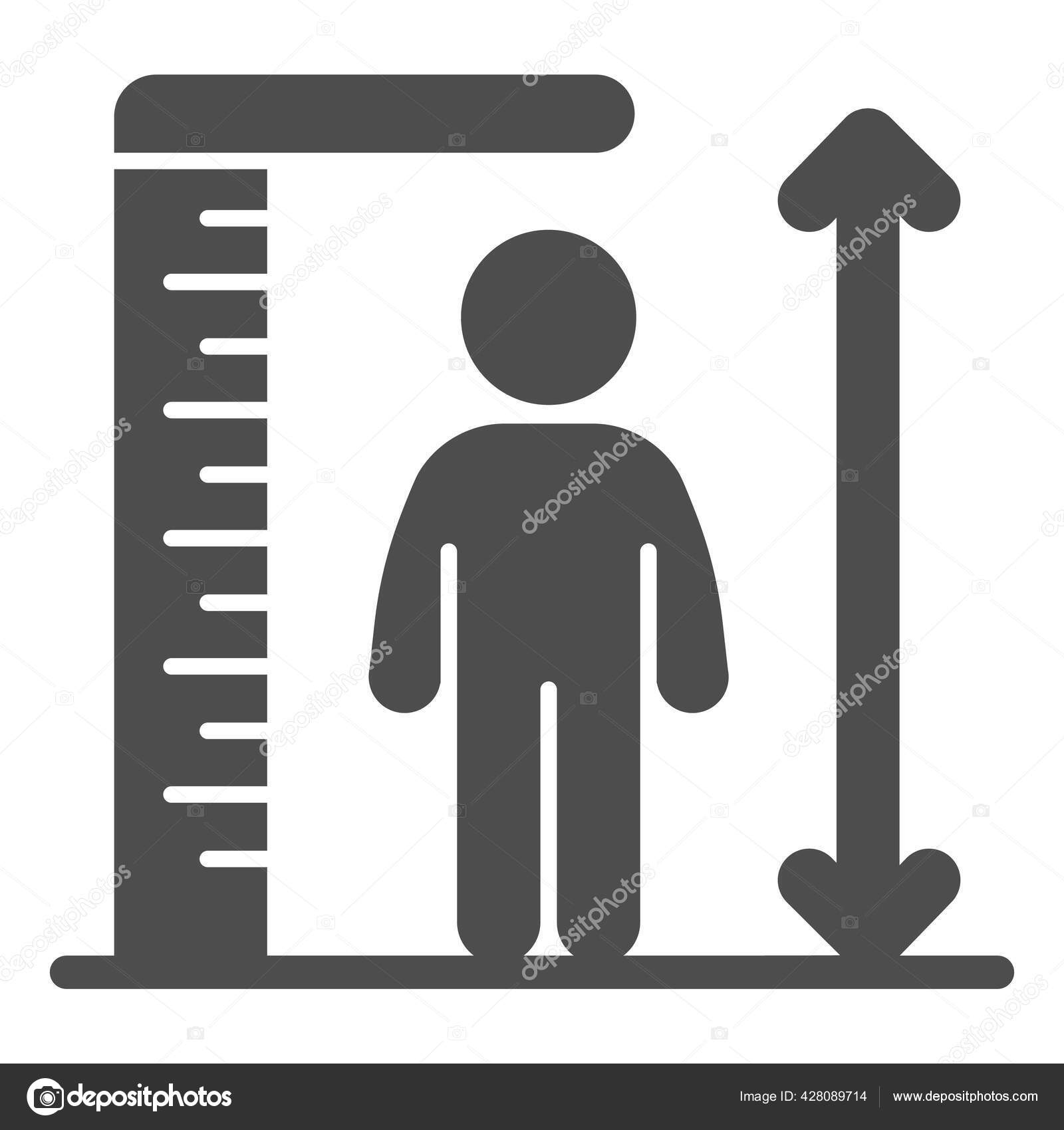 Penguasa dan ikon tinggi manusia yang solid, konsep Aquapark, Tanda ...