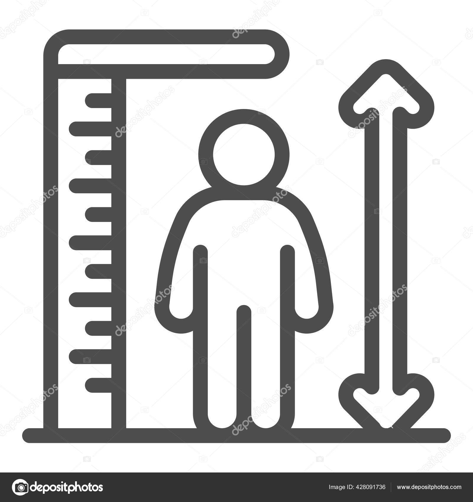 Ruler and human height line icon, Aquapark concept, Man tall scale sign ...