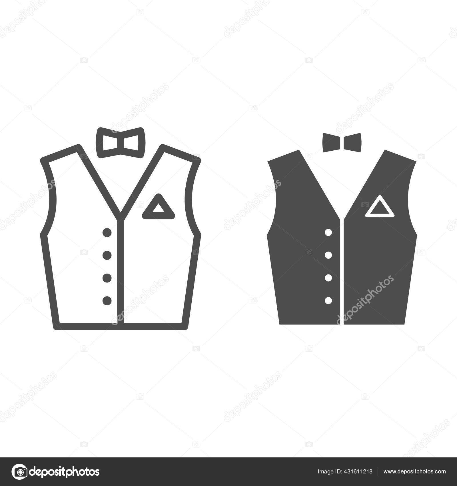 Bartender suit line and solid icon, Bartenders Day concept, Barman vest ...
