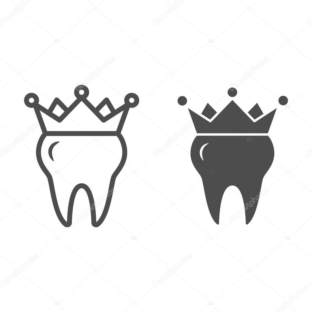 Corona en la línea de dientes e icono sólido, concepto del día del ...