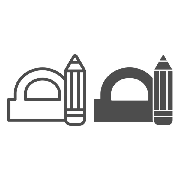 Ruler and pencil thin line icon. Draft tools vector illustration ...