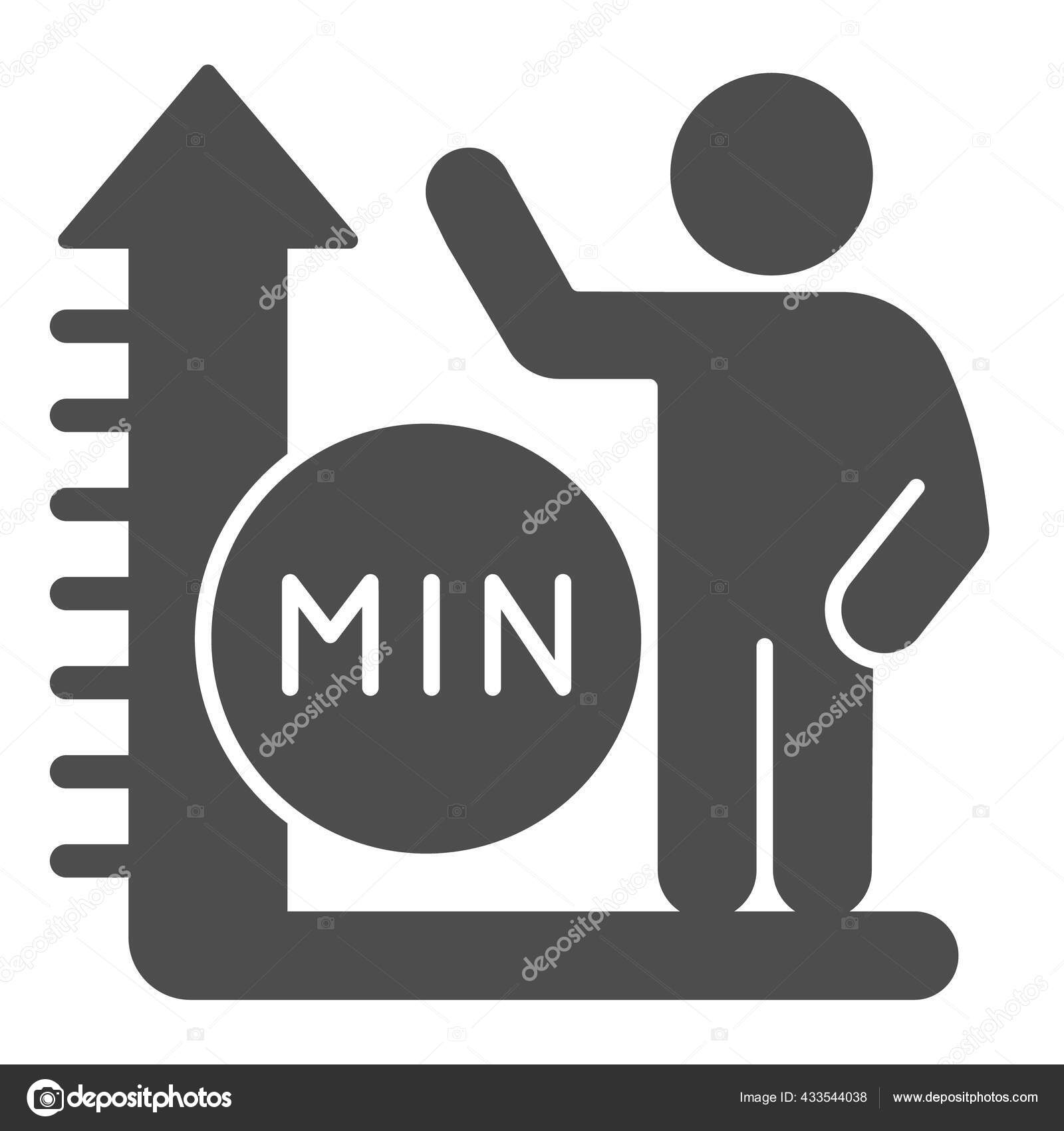 Ruler and human height solid icon, waterpark concept, Man tall scale ...