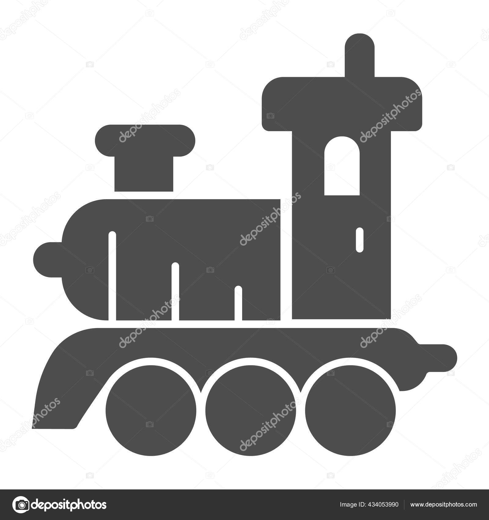 Steam train solid icon, kid toys concept, train toy sign on white ...