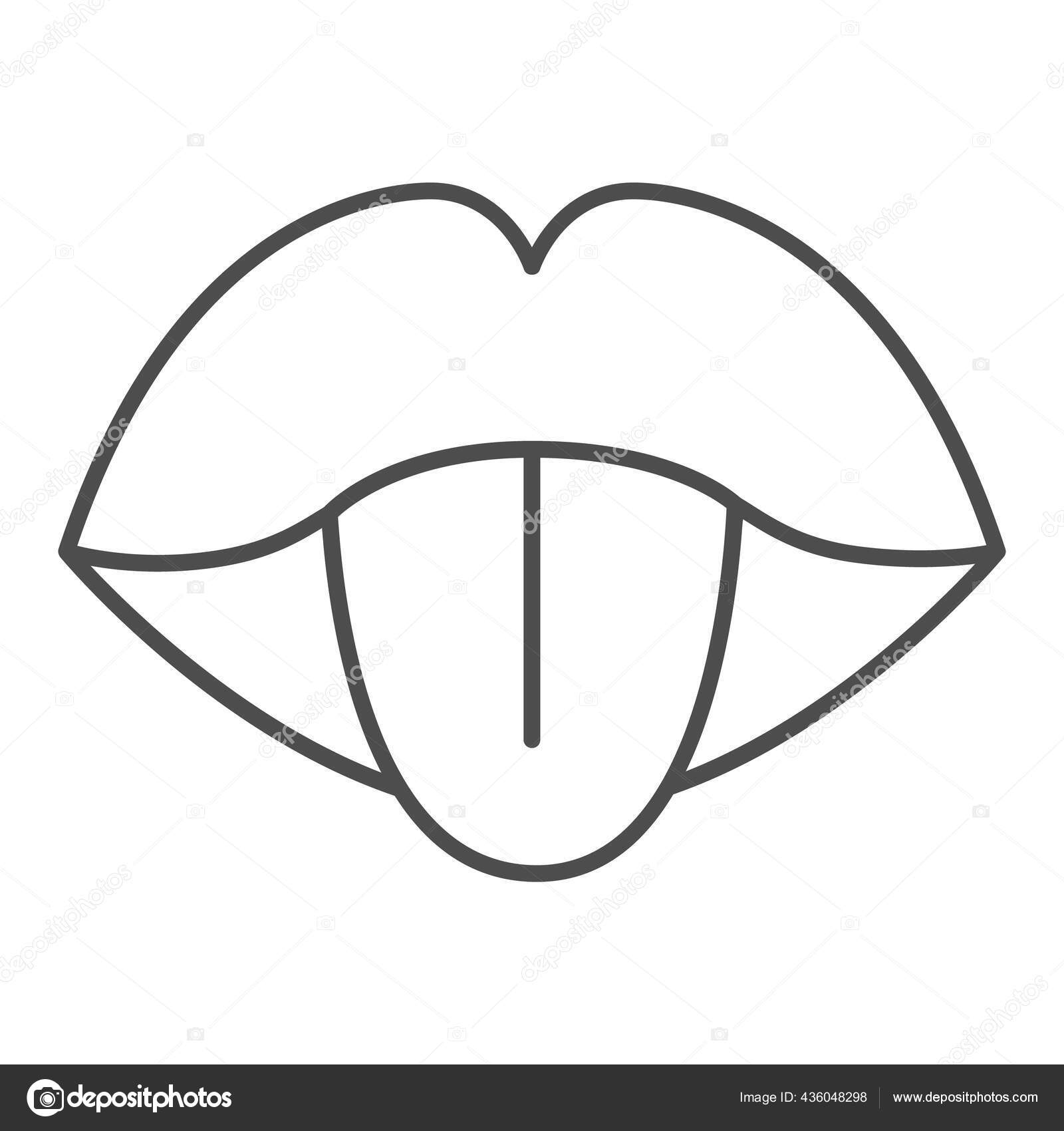 Mouth sticking out tongue thin line icon, sexuality concept, mouth and ...