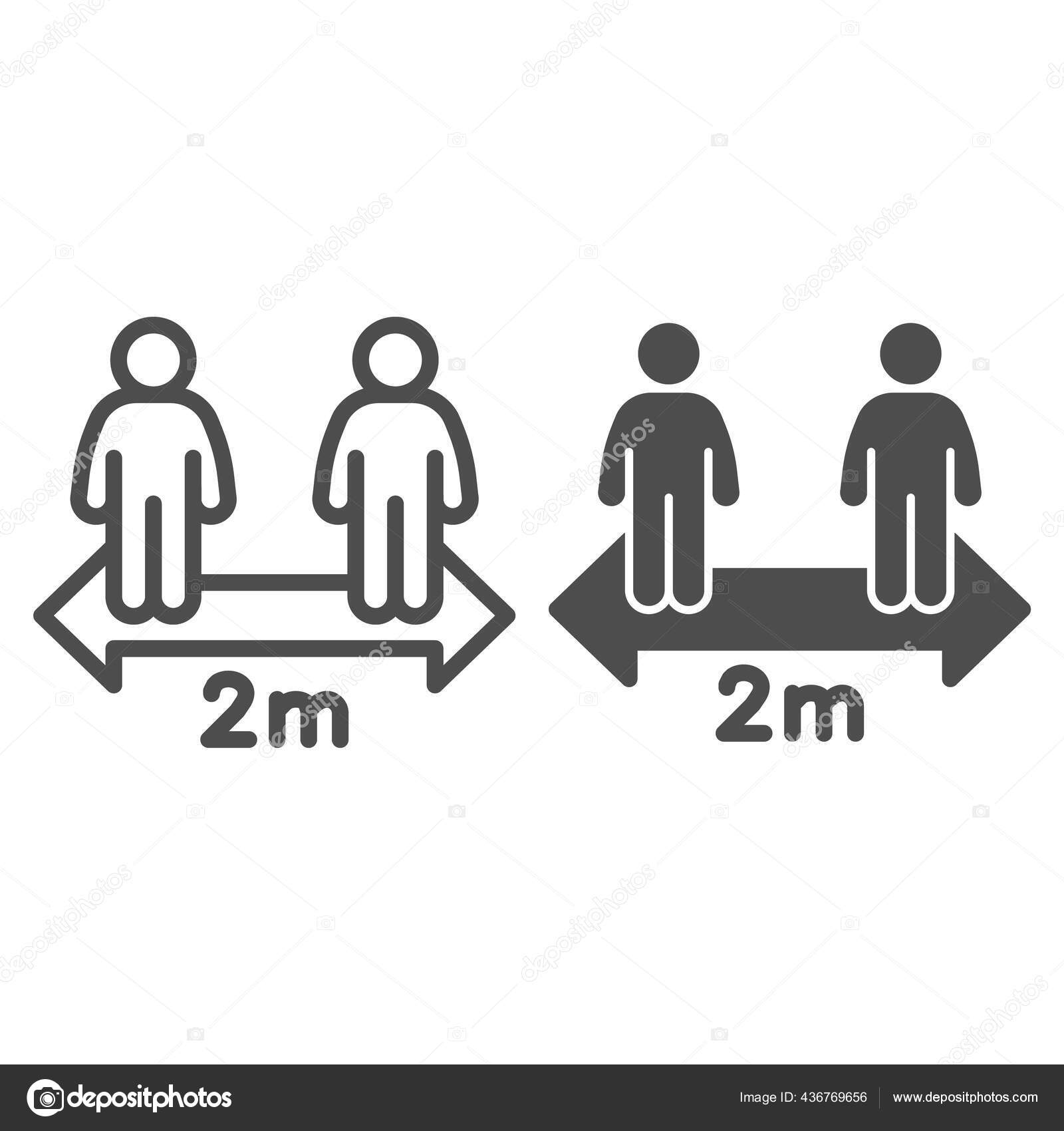 Keep Distance Logo Two People Icon Standing Keep Distance With The...