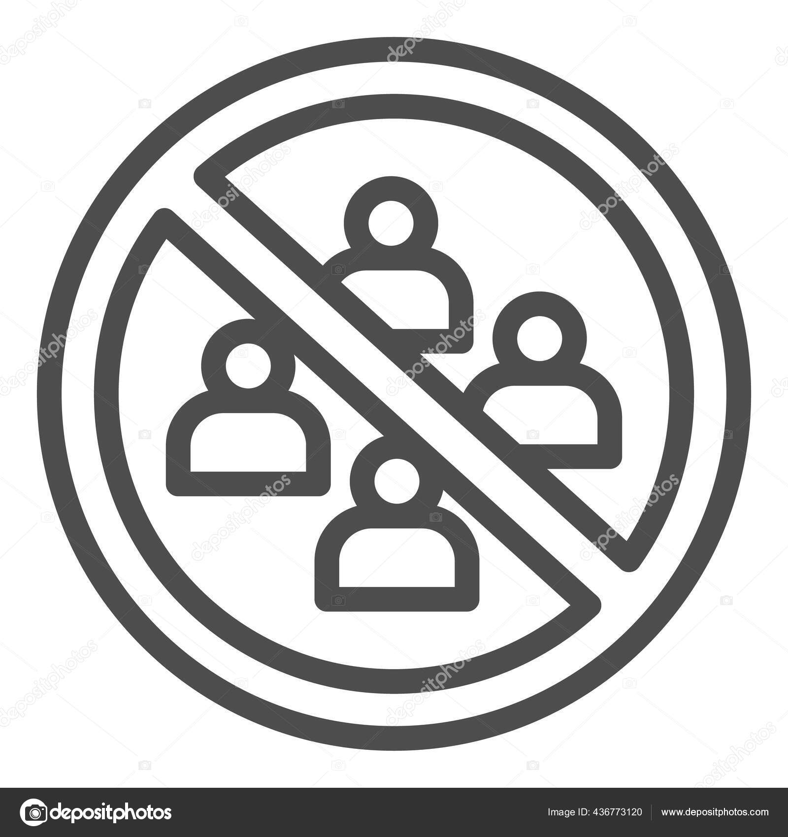 No gathering in group of people line icon, social distancing concept ...
