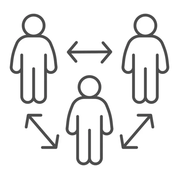 Three people with line separator line icon, social distancing concept ...