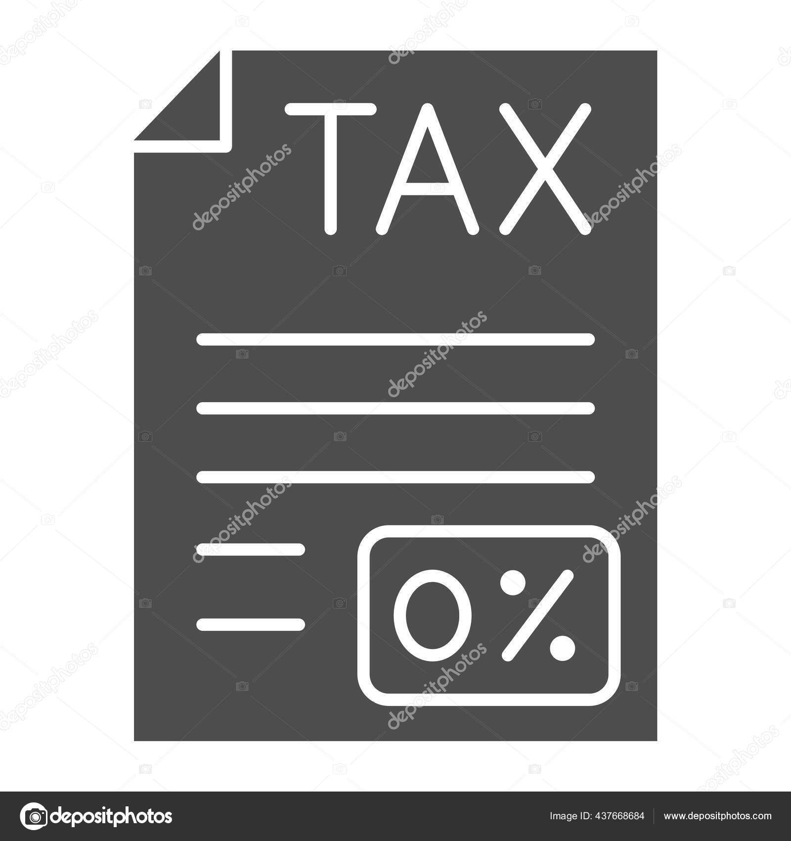 Zero Tax document solid icon, Black bookkeeping concept, Submission of ...
