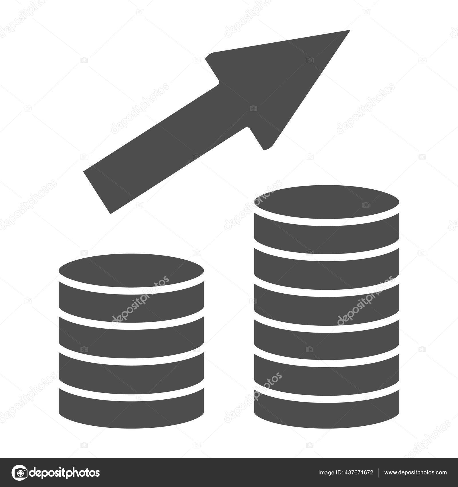 Deposits solid icon, Black bookkeeping concept, Growing Coin Stacks ...