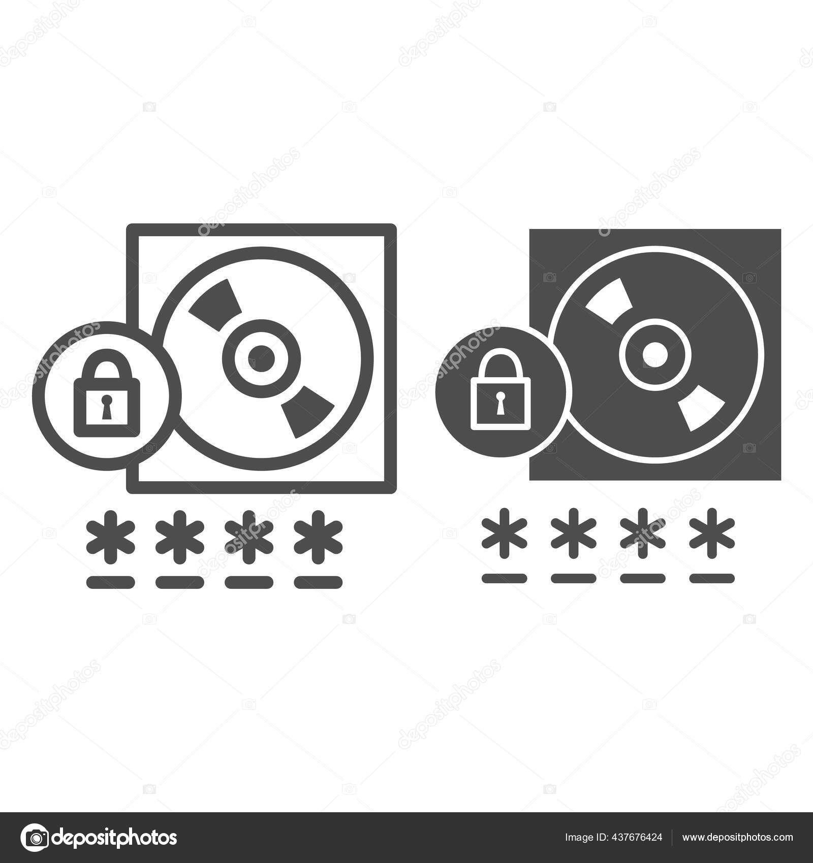 CD with Password protected data line and solid icon, Black bookkeeping ...