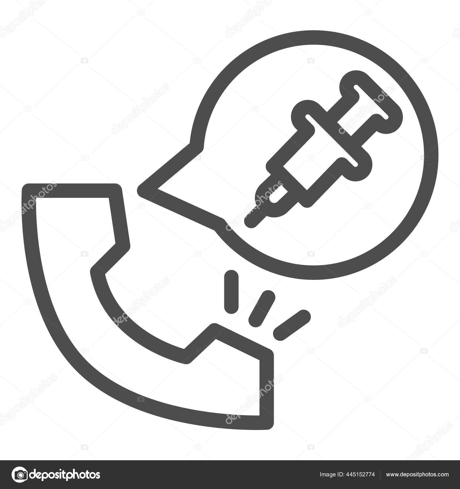 Handset and syringe in bubble chat line icon, injections concept ...