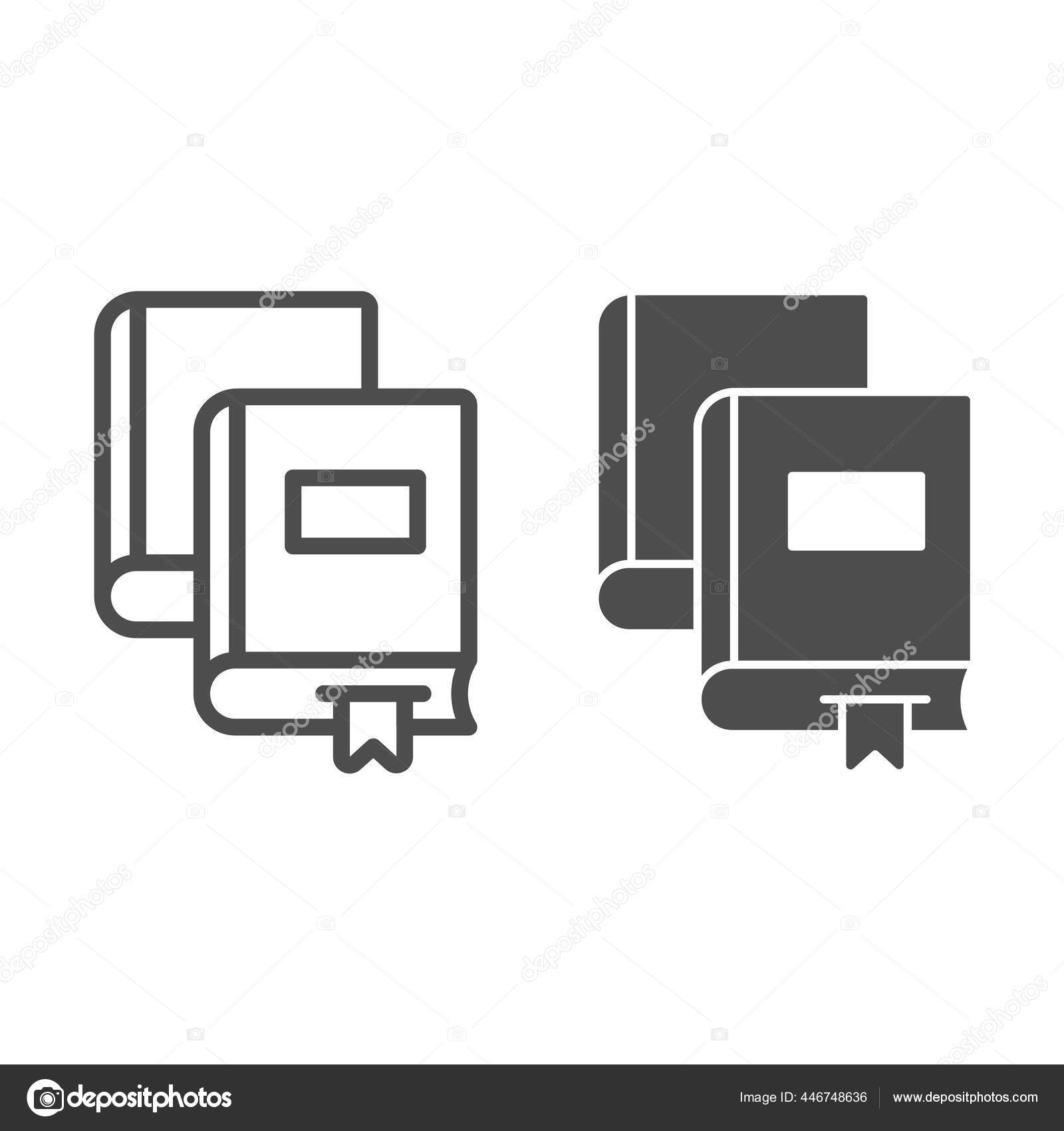 Two paper books line and solid icon, online education concept ...