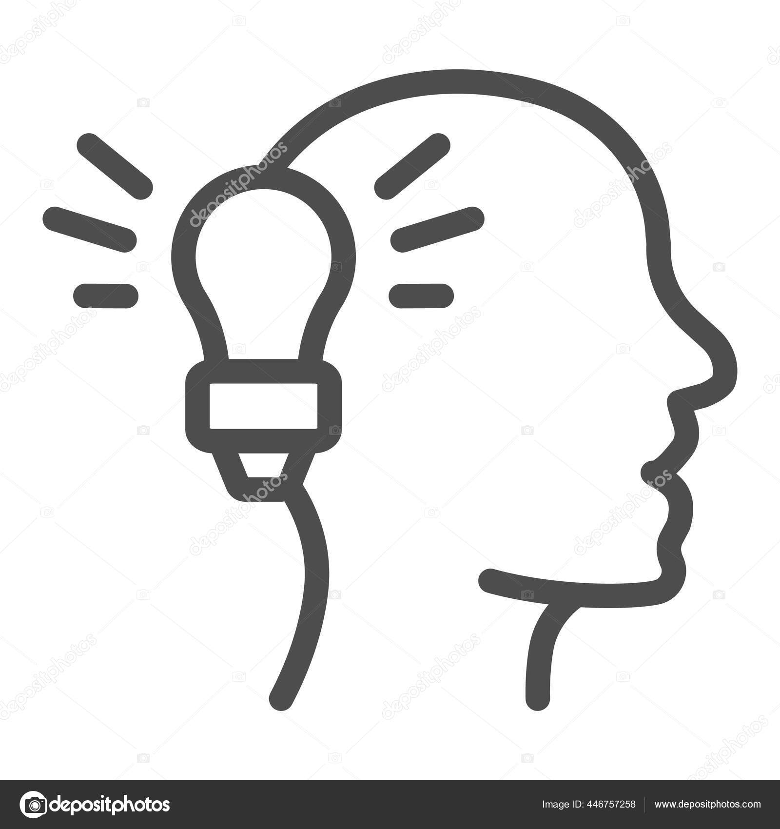 Light bulb and human head line icon, online education concept, Idea ...