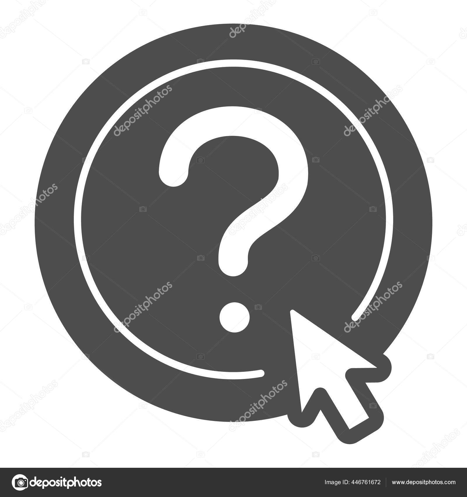 Question button and mouse pointer solid icon, online education concept ...