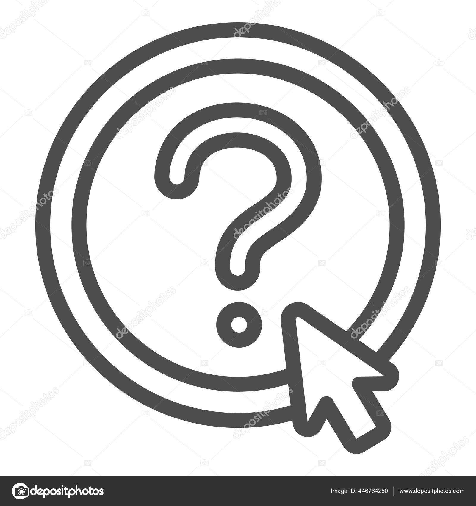 Question button and mouse pointer line icon, online education concept ...