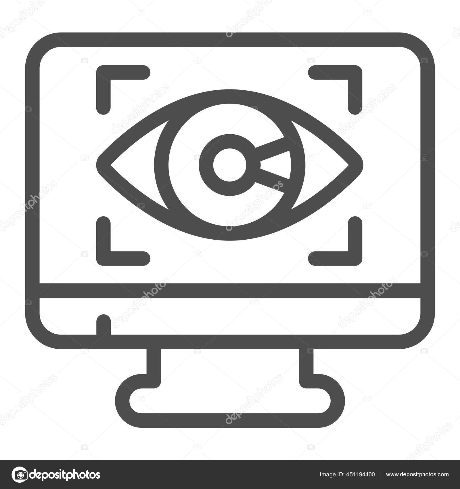 Monitor with eye line icon, web security concept, Cyber eye symbol on ...