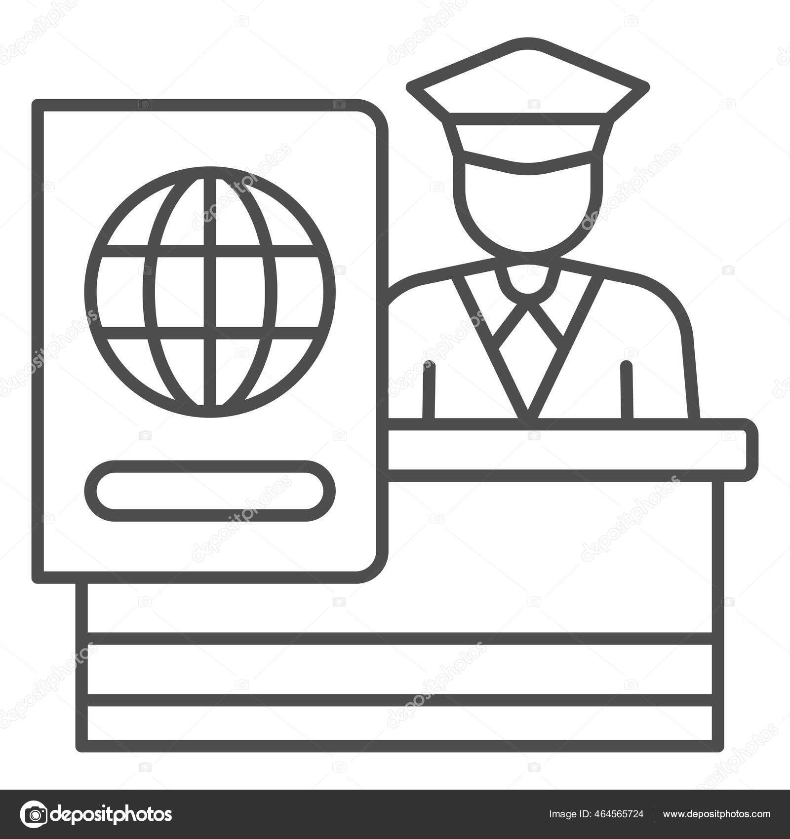 Customs officer thin line icon, airlines concept, customs control ...