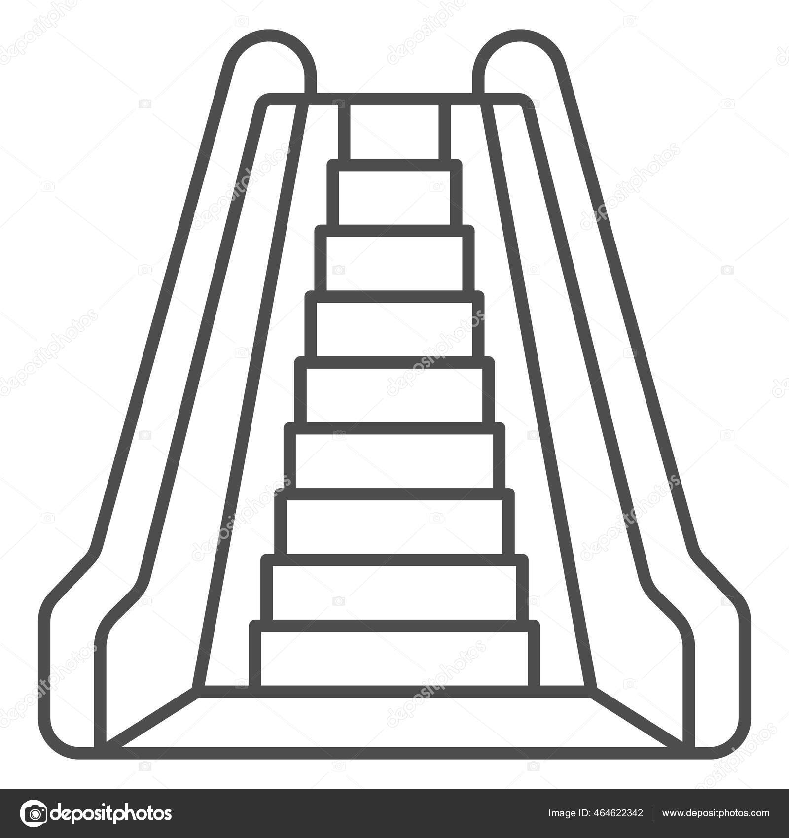 Escalator thin line icon, airlines concept, airport escalator vector sign on white background ...