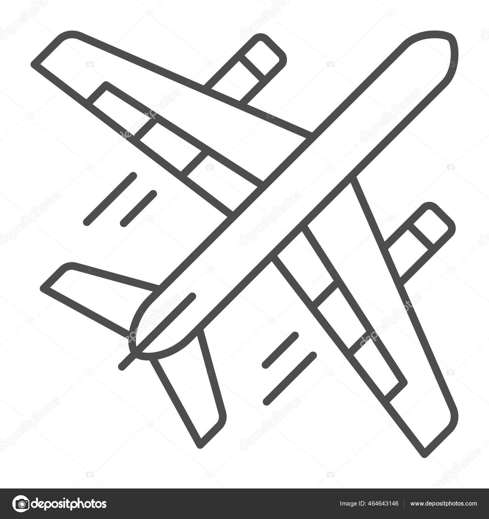 Flugzeug Umriss Flugzeug Landung, Linie Symbol, Umriss Vektor Zeichen,