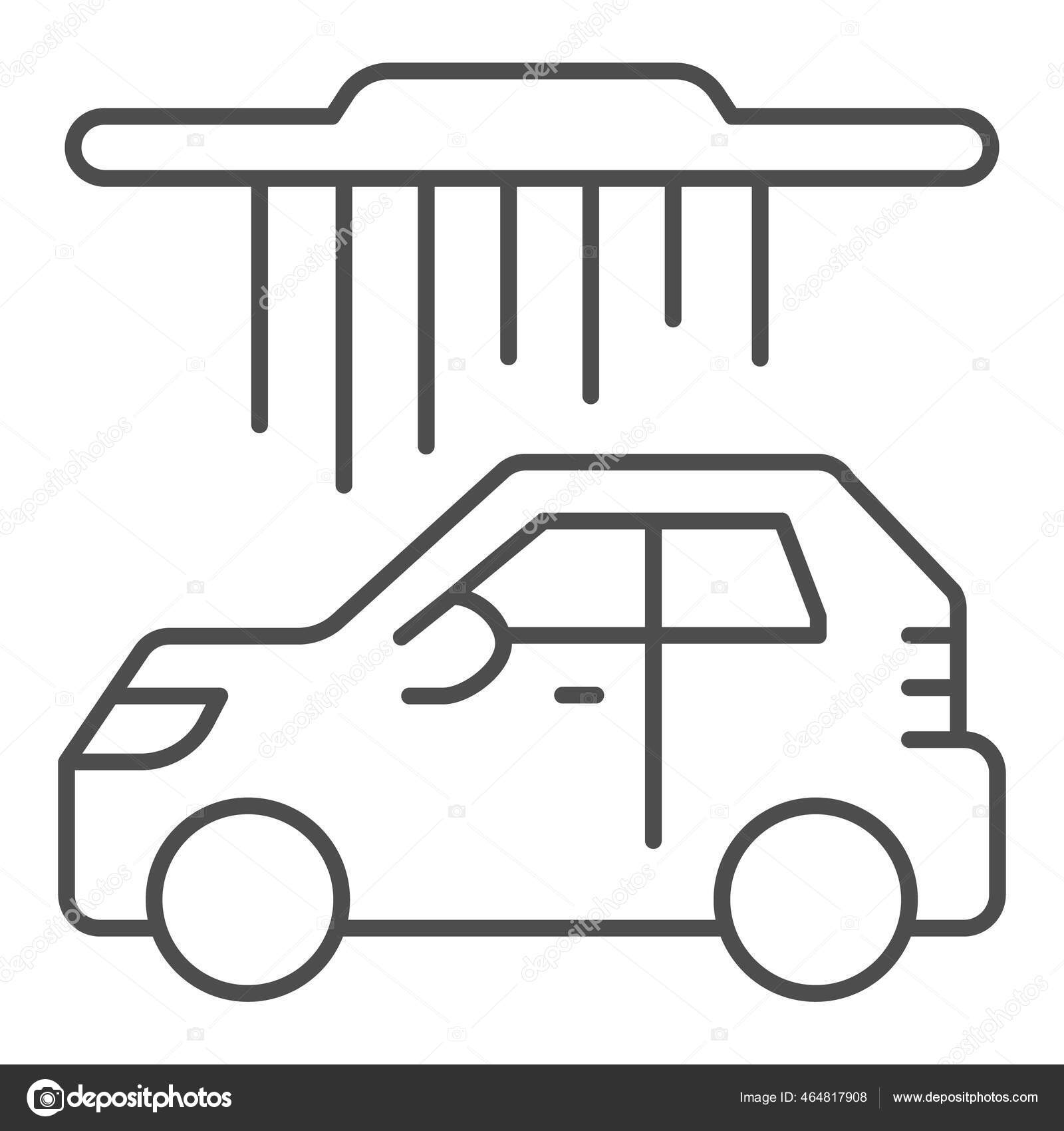 Process of washing car in conveyor car wash thin line icon, car washing ...
