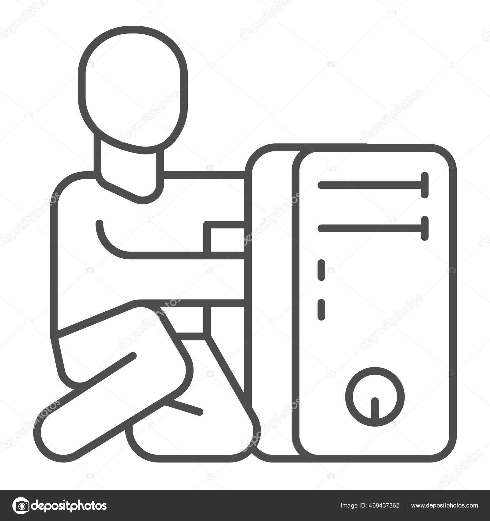 System unit and master thin line icon, pcrepair concept, system unit ...