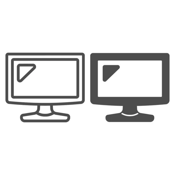 Gaming curved display line icon. Computer curved monitor vector illustration isolated on white ...