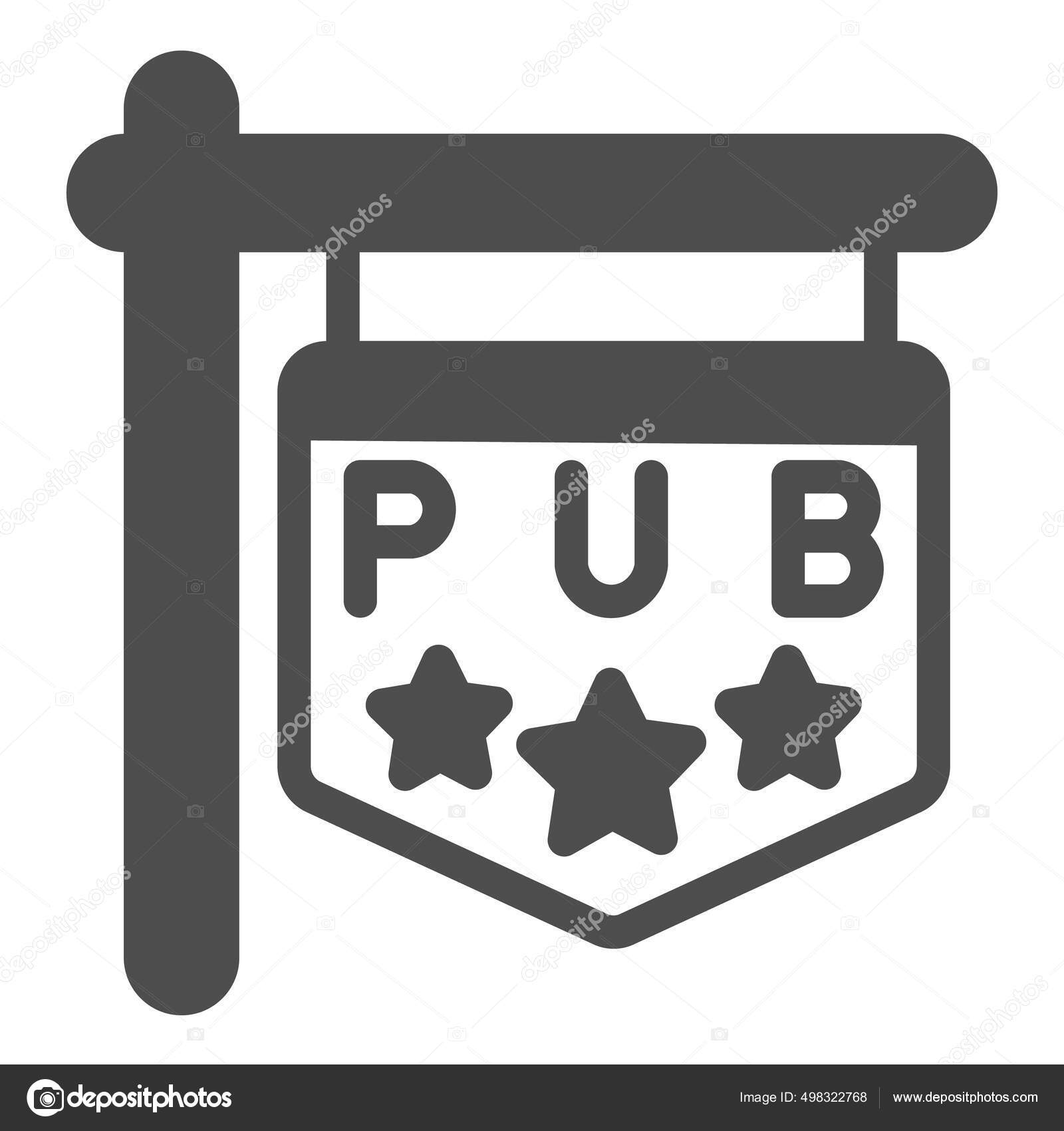 Pub signboard with stars, sign, signage solid icon, bars and pubs ...
