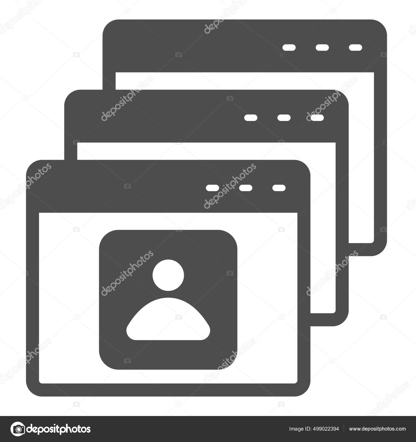 Windows with user profile button, account log in solid icon, computing ...