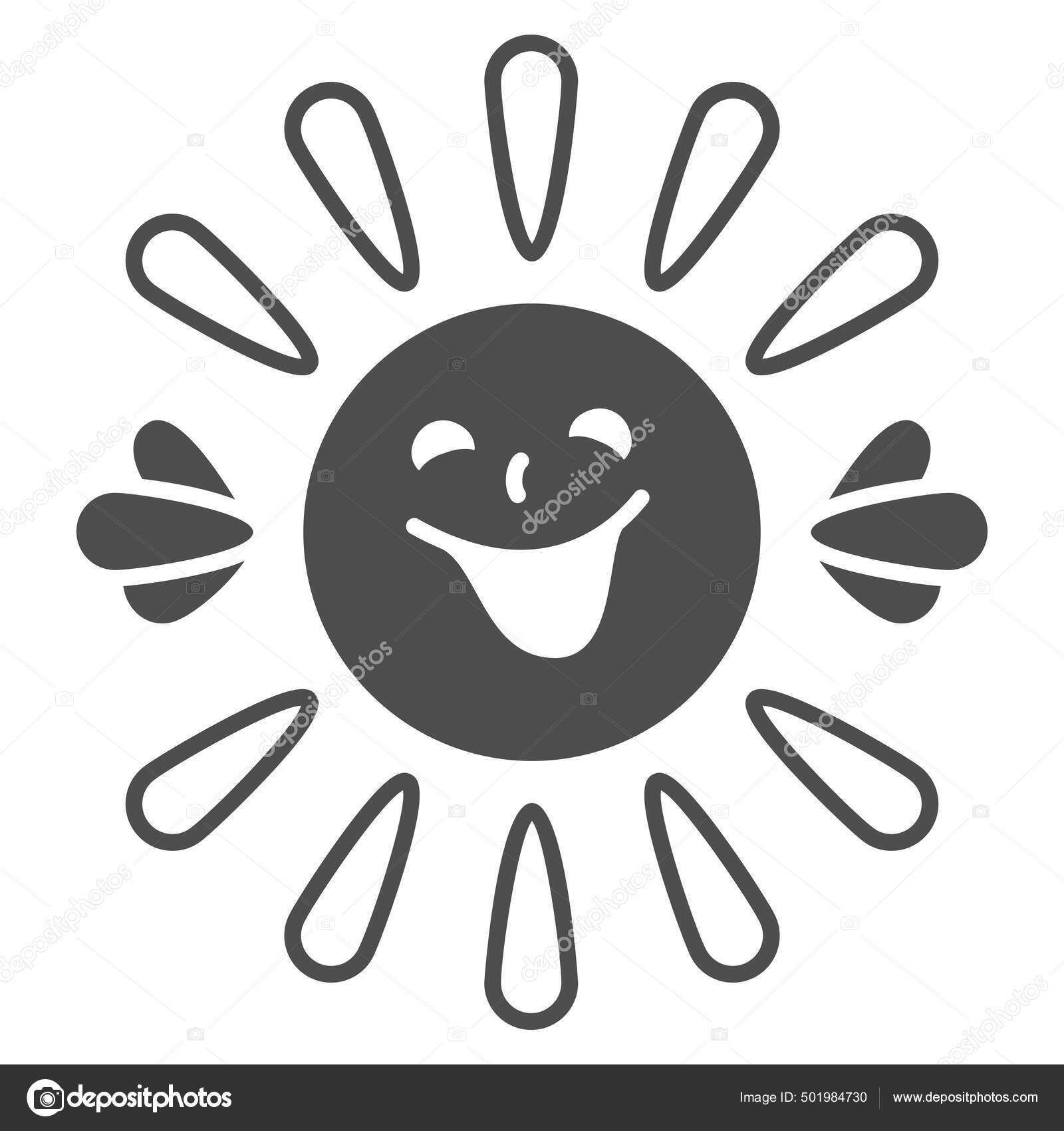 Happy Face Sun Black And White