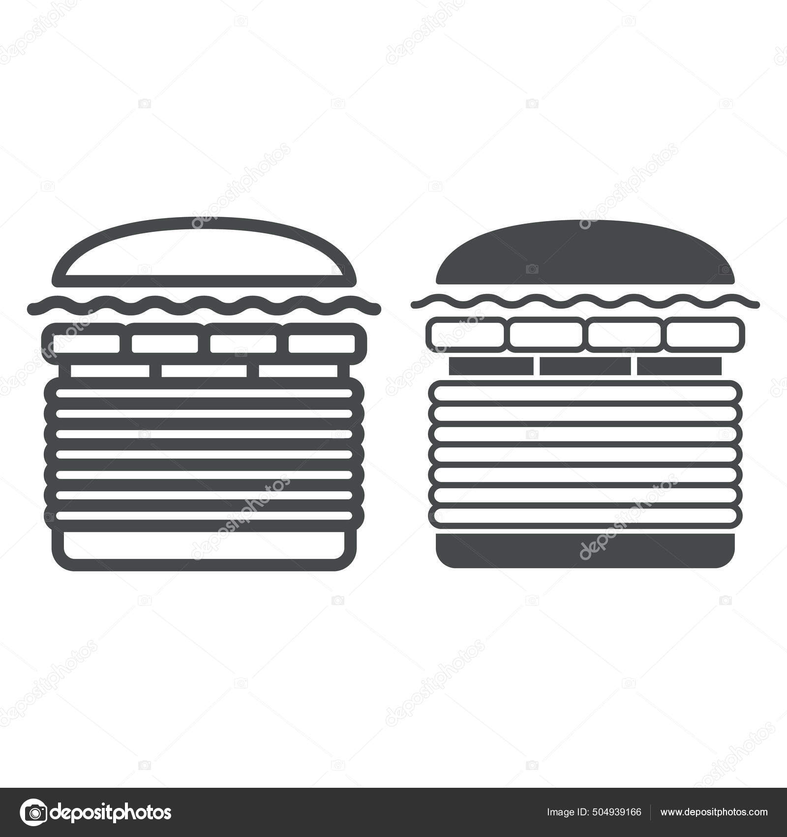 Burger Windows 7 line and solid icon, fast food concept, windows seven ...