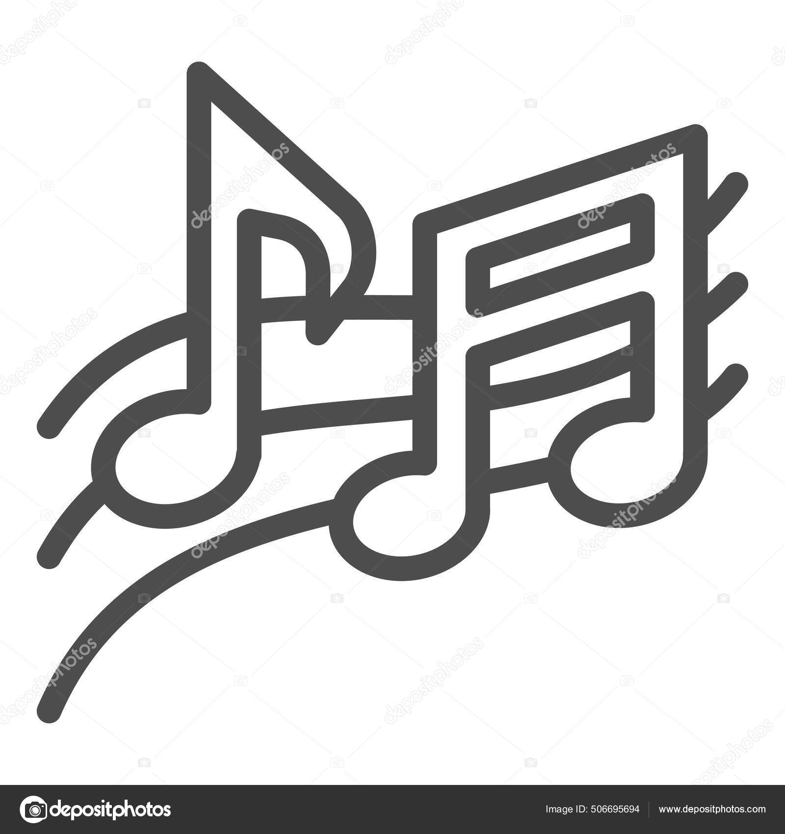 Notas musicales sobre pentagrama, icono de línea de melodía, concepto ...