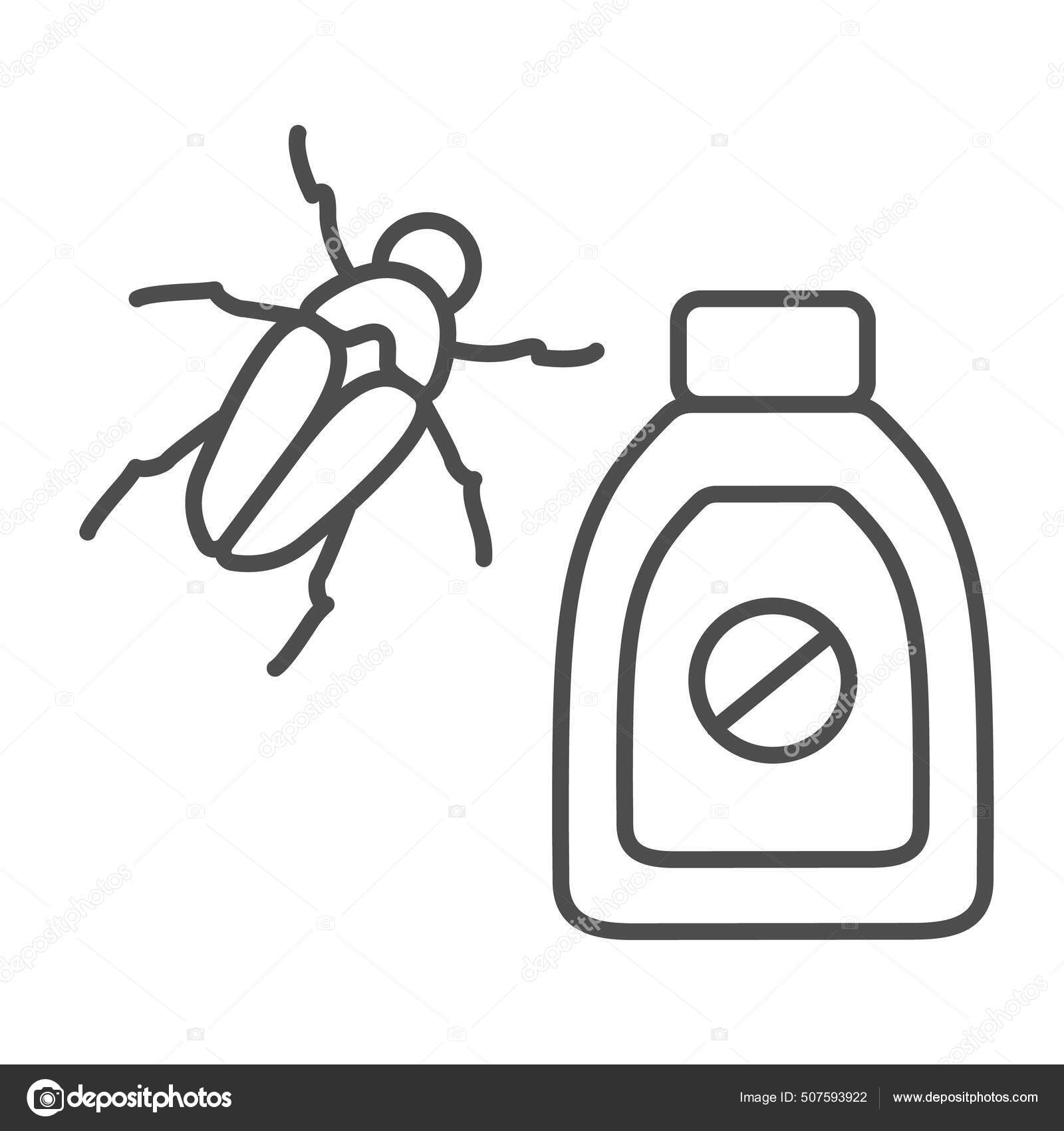 Remedy, pests, beetle, insect repellent thin line icon, gardening ...