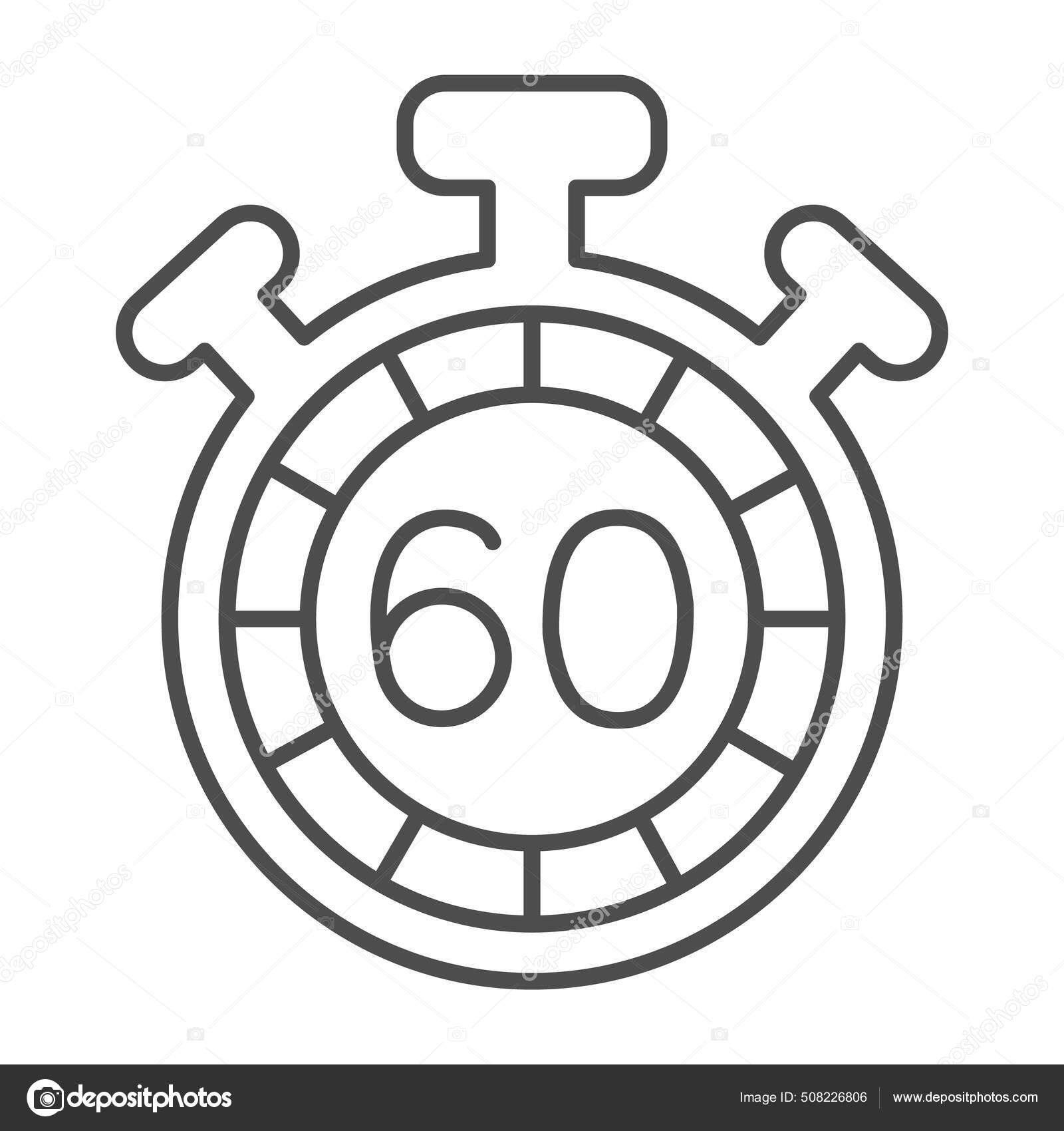 Stopwatch With Buttons 60 Seconds Timer Chronometer Thin Line Icon