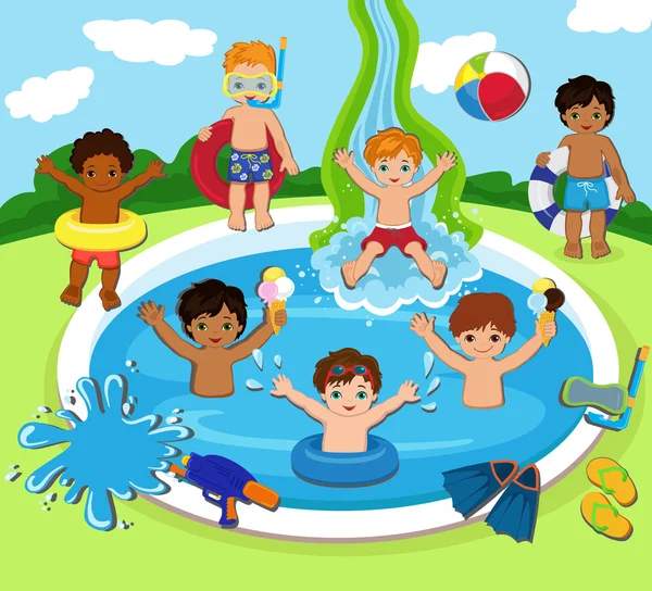 Children Swimming Inflatable Pool Stock Vector Image by ©yusufdemirci ...